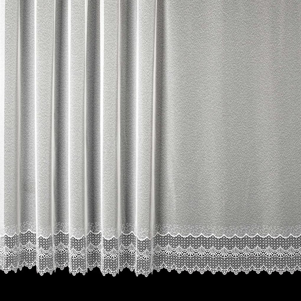 Českomoravská textlní záclona sablé V801 vyšívaná mřížka, s bordurou, bílá, výška 170cm ( v metráži)