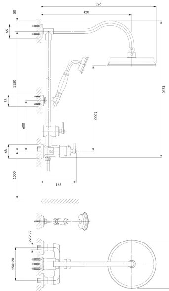 OMNIRES AM5244/6CR - Sprchová sada s termostatickou baterií ARMANCE lesklý chrom