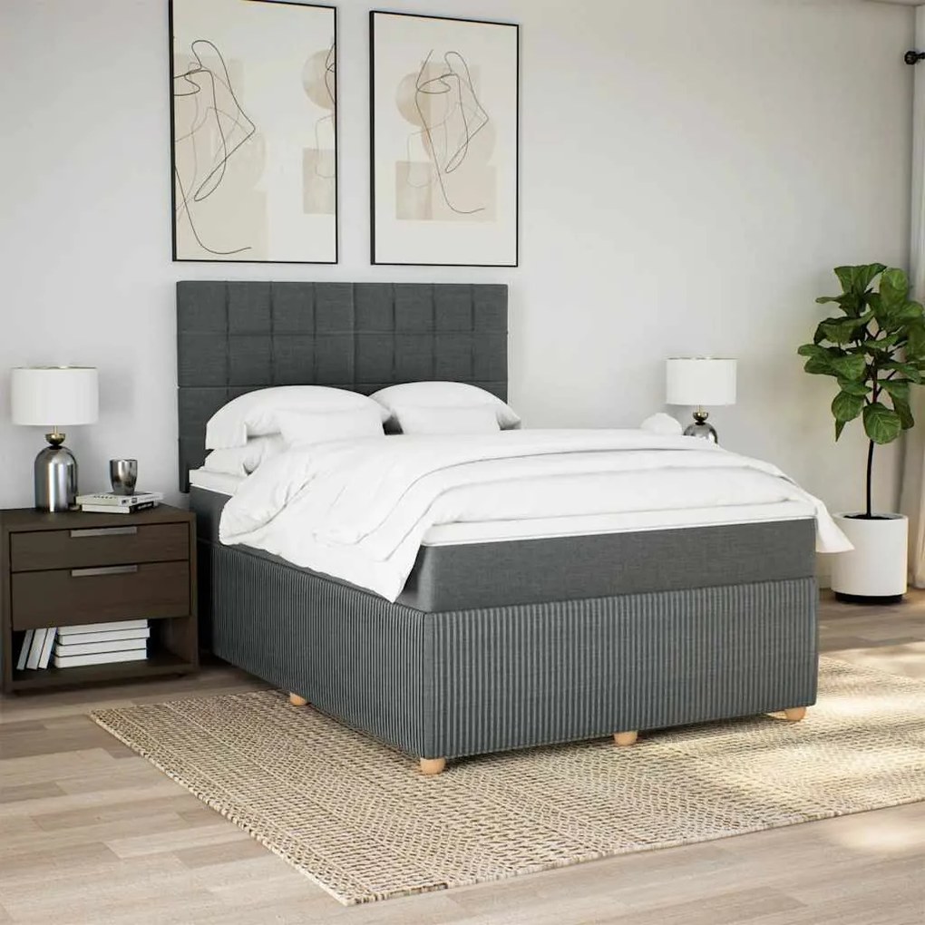 Box spring postel s matrací tmavě šedá 140x200 cm textil 3292080