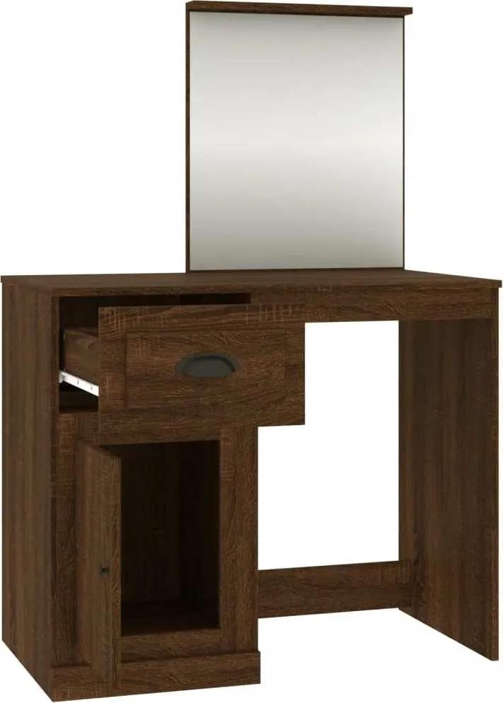 vidaXL Toaletní stolek se zrcadlem 90x50x132,5 cm kompozit [816767] Barva: hnědý dub