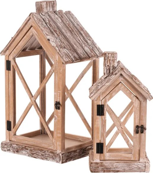 Set dvou dřevěných luceren hnědý DA219 (2 ks)
