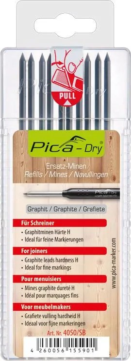 Pica Marker Pica | Náhradní tuhy tvrdosti "H" na dřevo pro truhláře