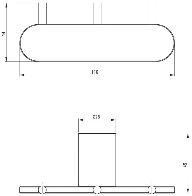 Deante Round, koupelnový 3-háček na ručníky, chromová, DEA-ADR_0131