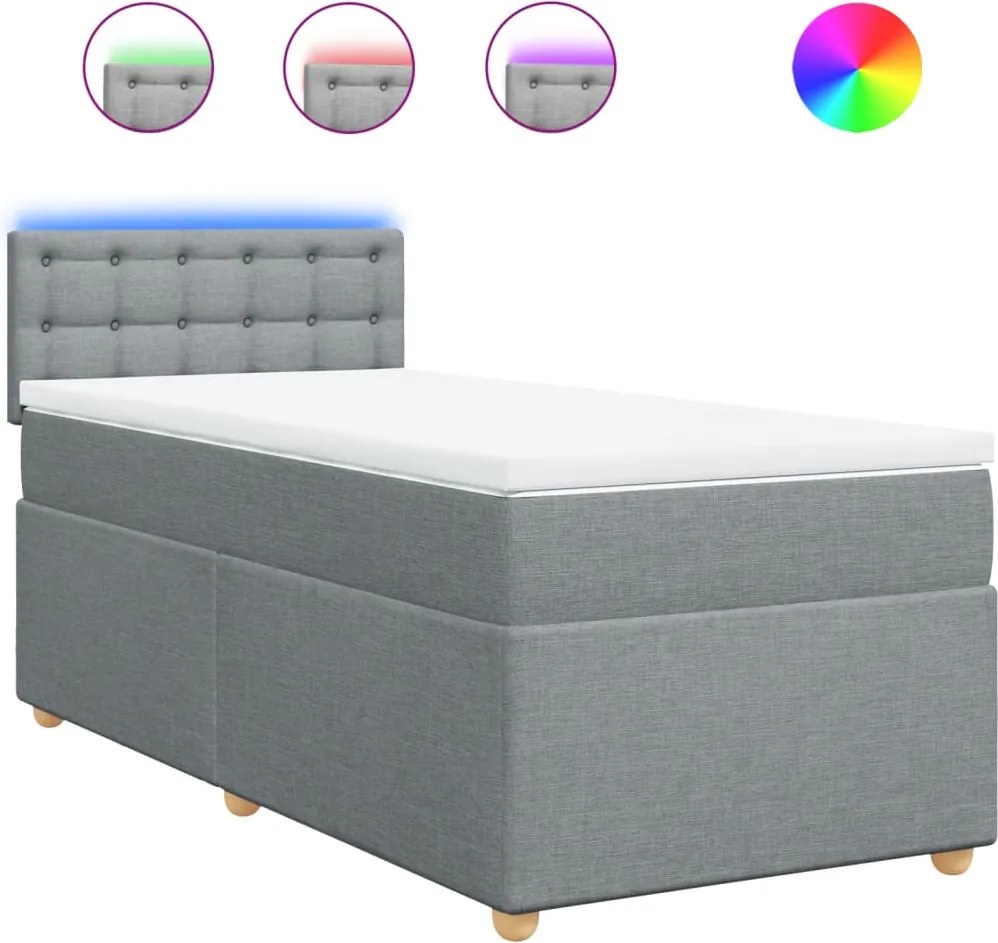 Box spring postel s matrací světle šedá 80 x 200 cm textil 3288821