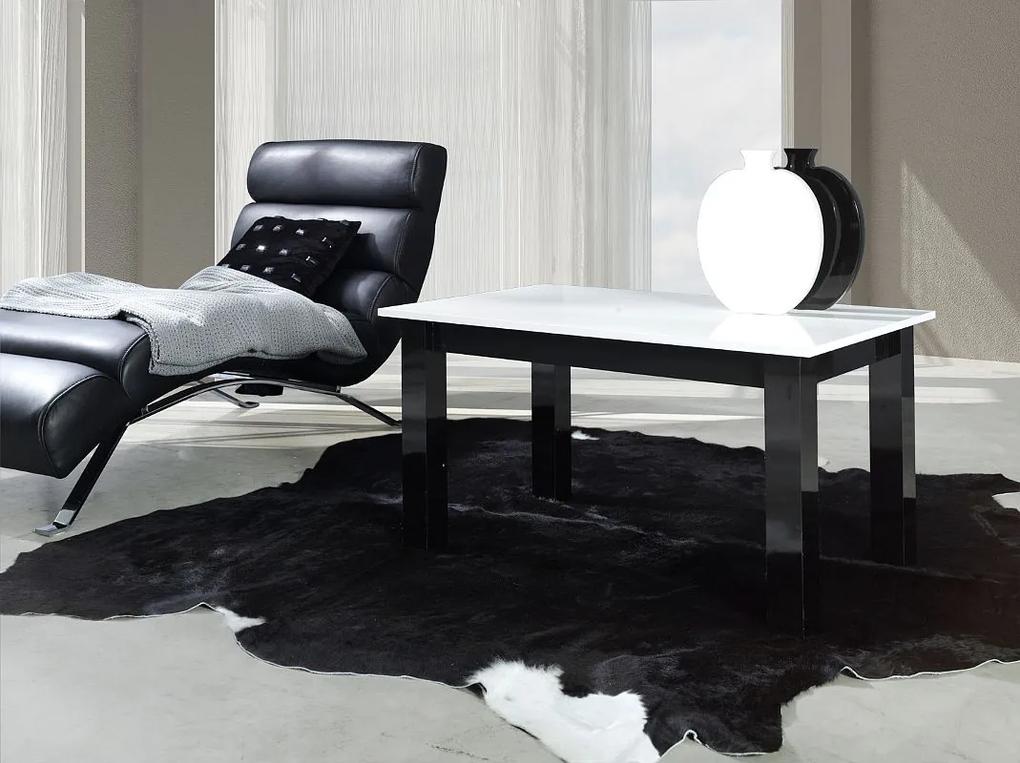 Konferenční stolek Edvin, LTD, bílý lesk / černý lesk, 102x52x62 cm