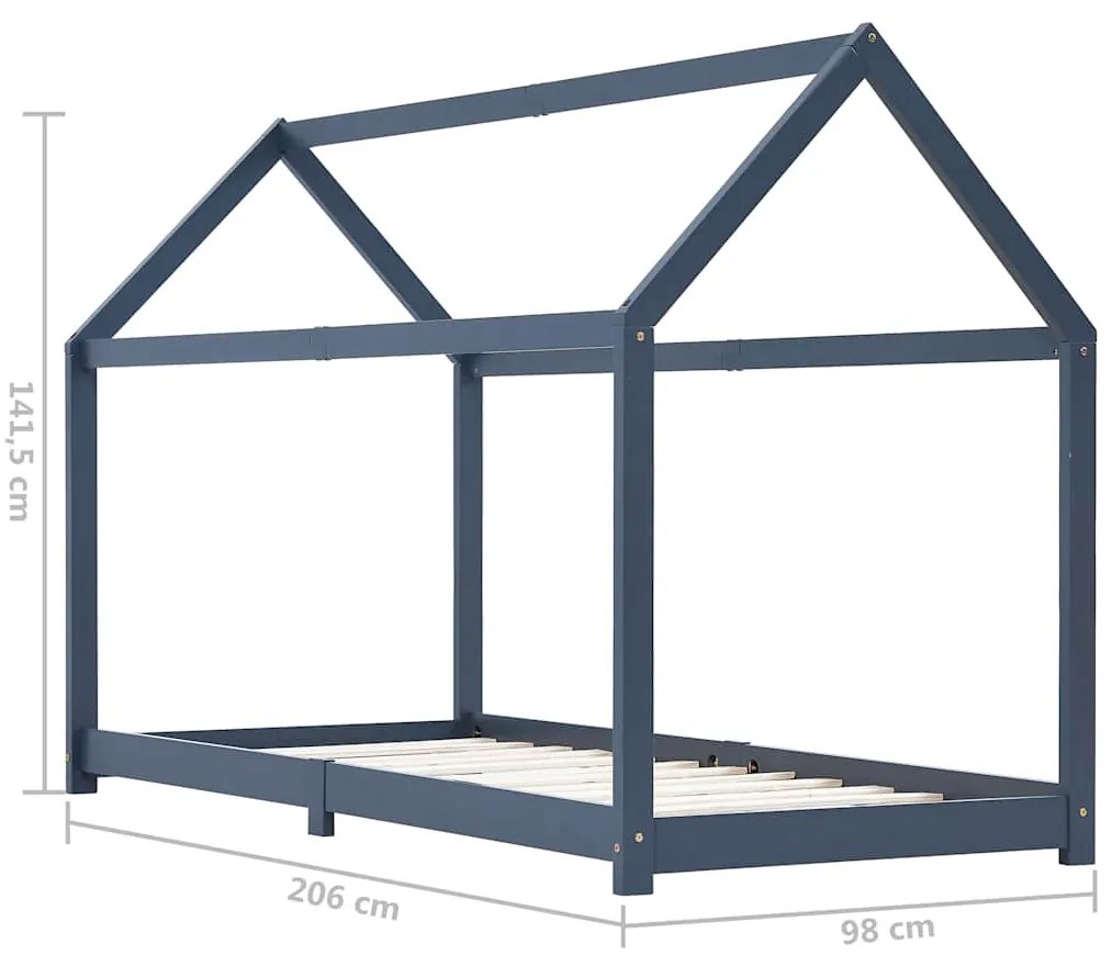 vidaXL Marketos Rám dětské postele šedý masivní borové dřevo 90 x 200 cm