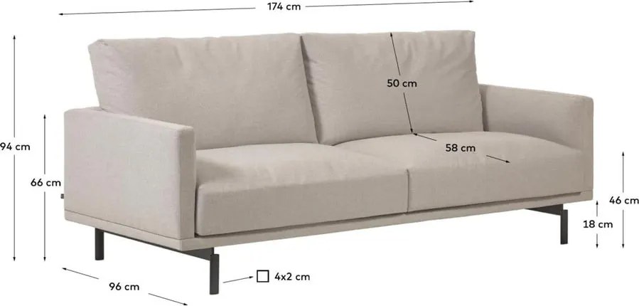 Béžová žinylková pohovka 174 cm Galene – Kave Home