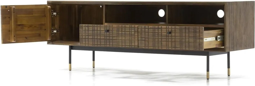 TV stolek Maze 160 cm z masivu hnědý/černý