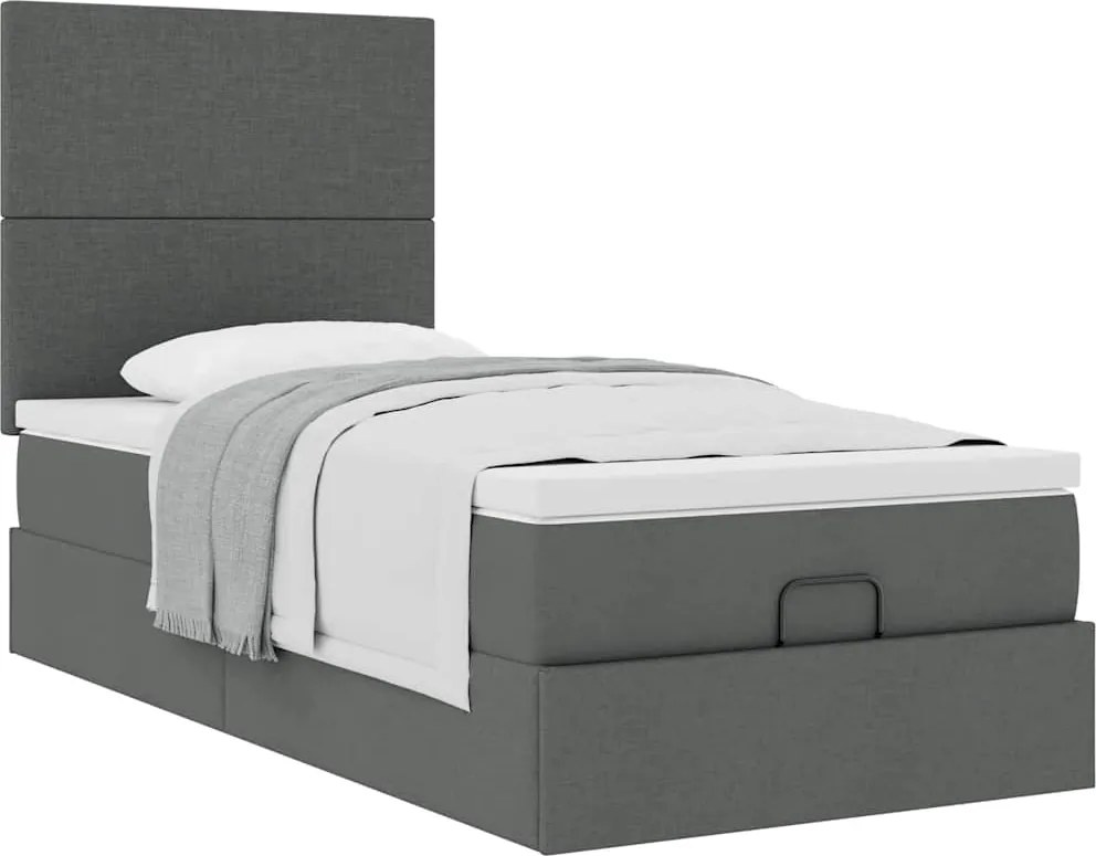 Osmanský rám postele s matrací tmavě šedá 80x200cm textil 3313030