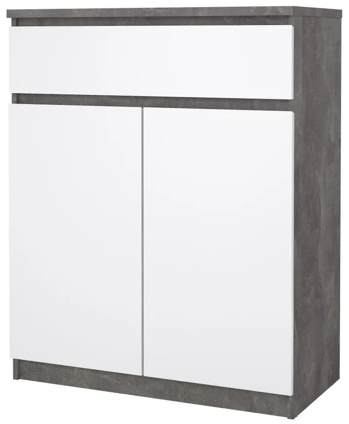 Komoda Simplicity 80 x 40 x 100,5 cm, šedá / bílý lesk