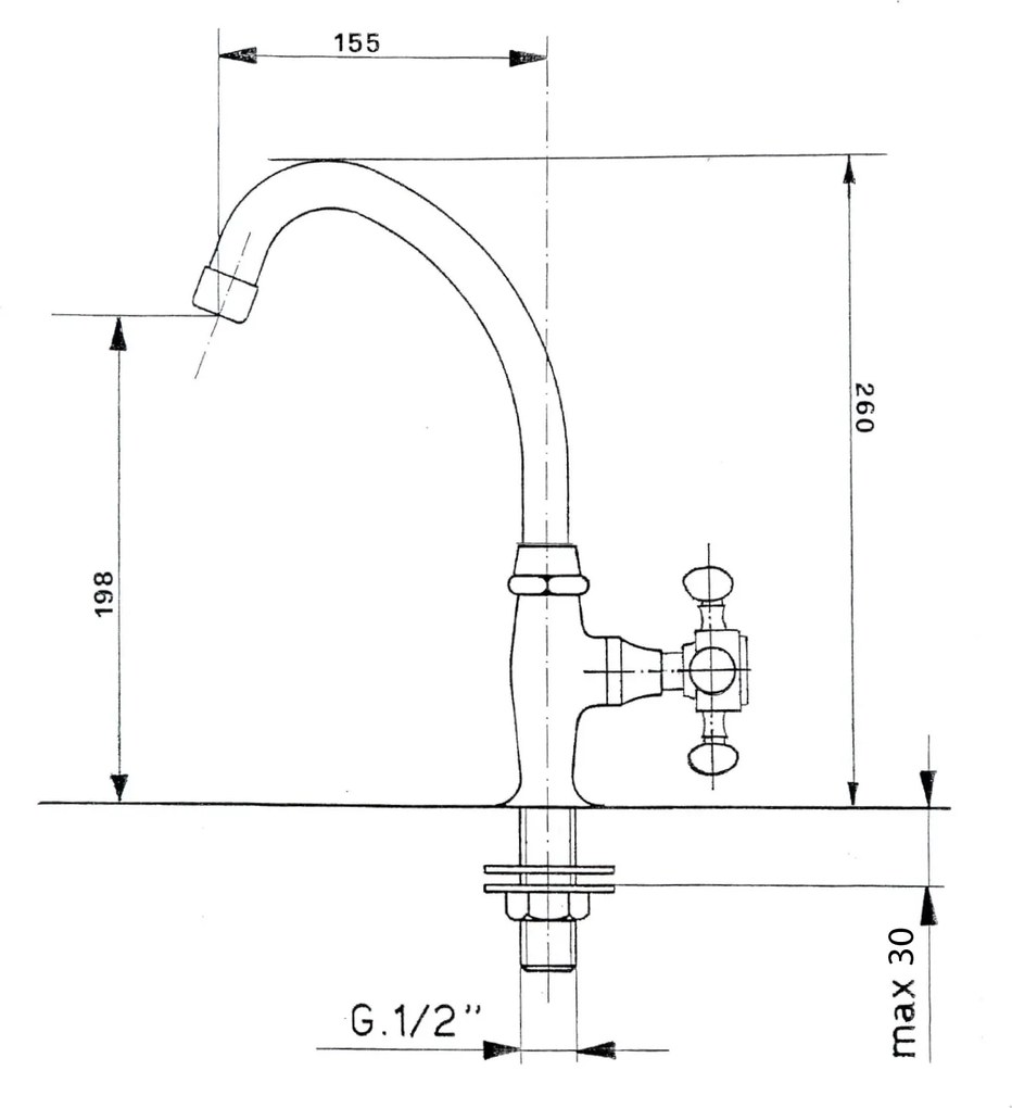 Sapho ANTEA stojánková umyvadlová baterie, výška 260 mm, chrom 315
