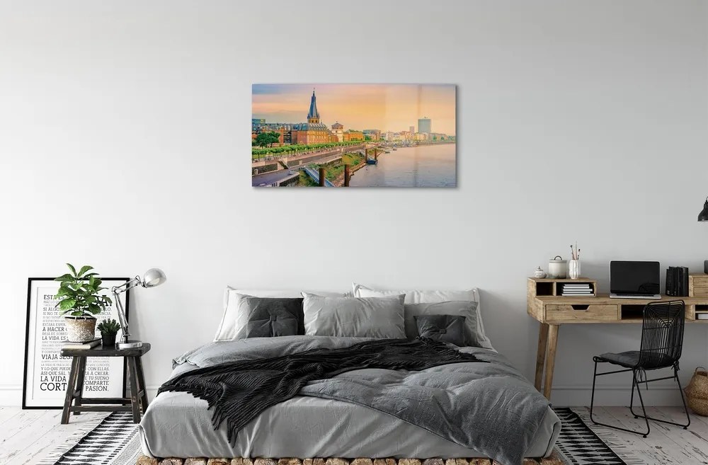 Obraz na skle Německo Sunrise River 125x50 cm