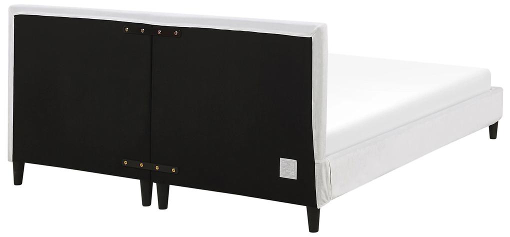Čalouněná sametová postel bíla 160 x 200 cm FITOU  Beliani