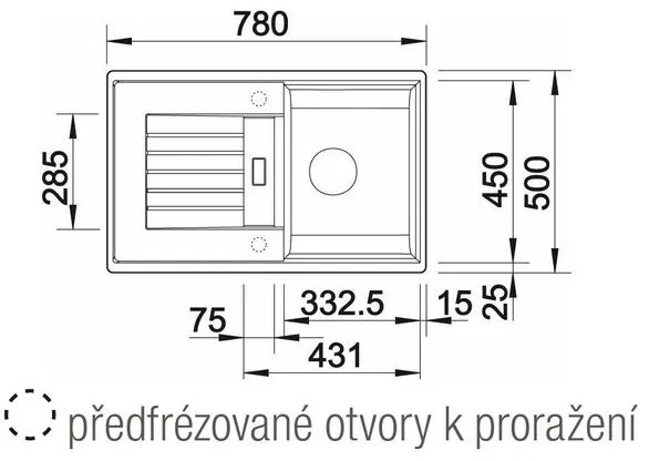 Blanco Zia 45 S Granitový dřez s odkapem oboustranné provedení, 78x50cm, káva, 515070