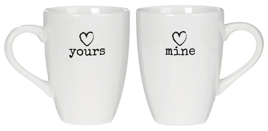 Sada 2 bílých hrnků Premier Housewares Charm Yours & Mine, 350 ml