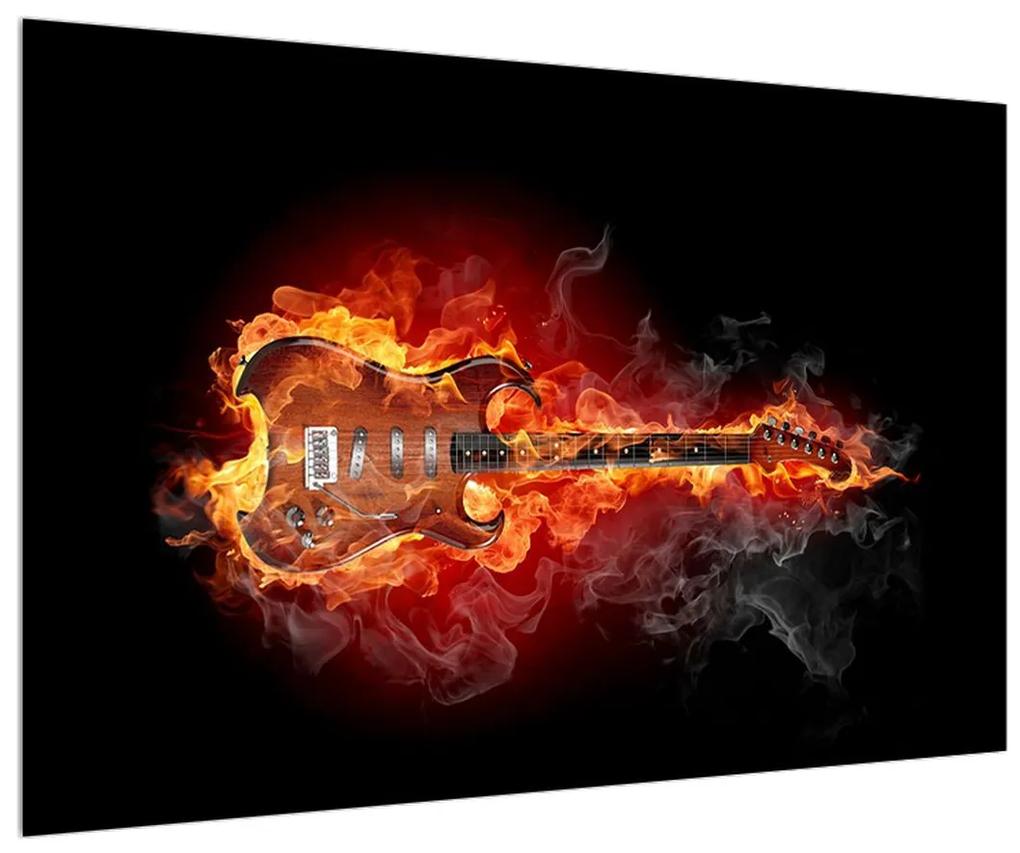 Obraz kytary v ohni (90x60 cm)