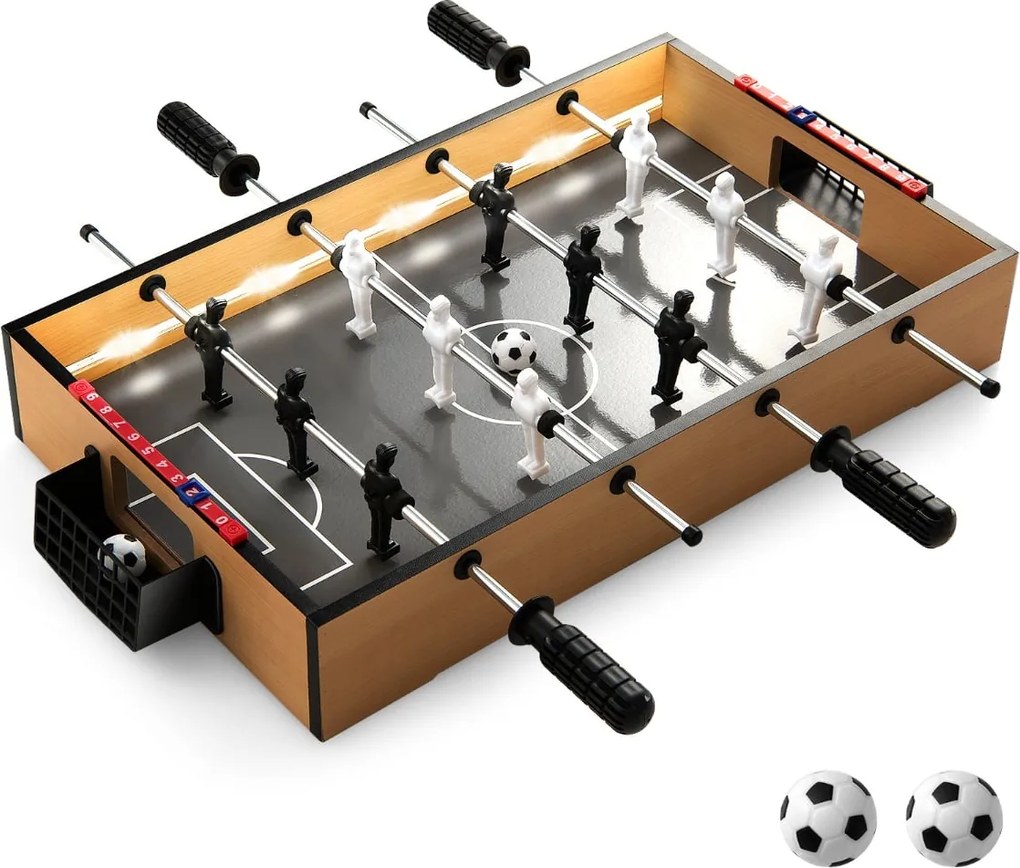 Costway Stolní fotbal vč. 2 fotbalové míče a LED světelný fotbalový stůl