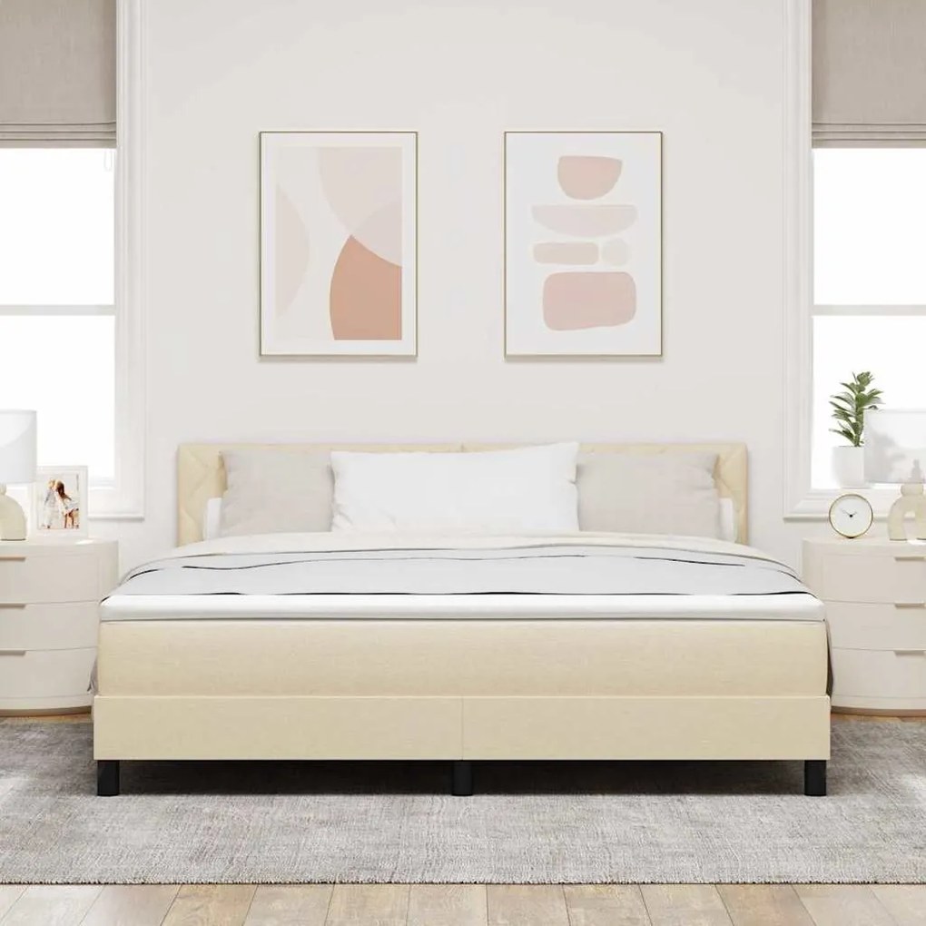Postel s boxspringem s polštářem Krémová 180 x 200 cm textil 3338788