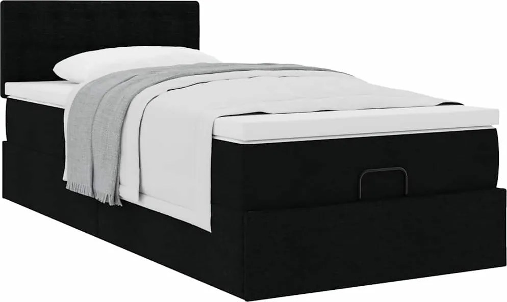 Osmanský postel s matrací černá 90x200 cm textil 3311596