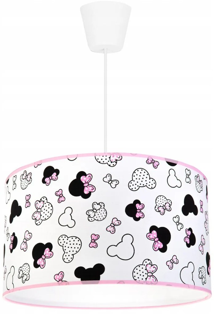 Dětské závěsné svítidlo Minnie, 1x textilní stínítko se vzorem, (fi 35cm)