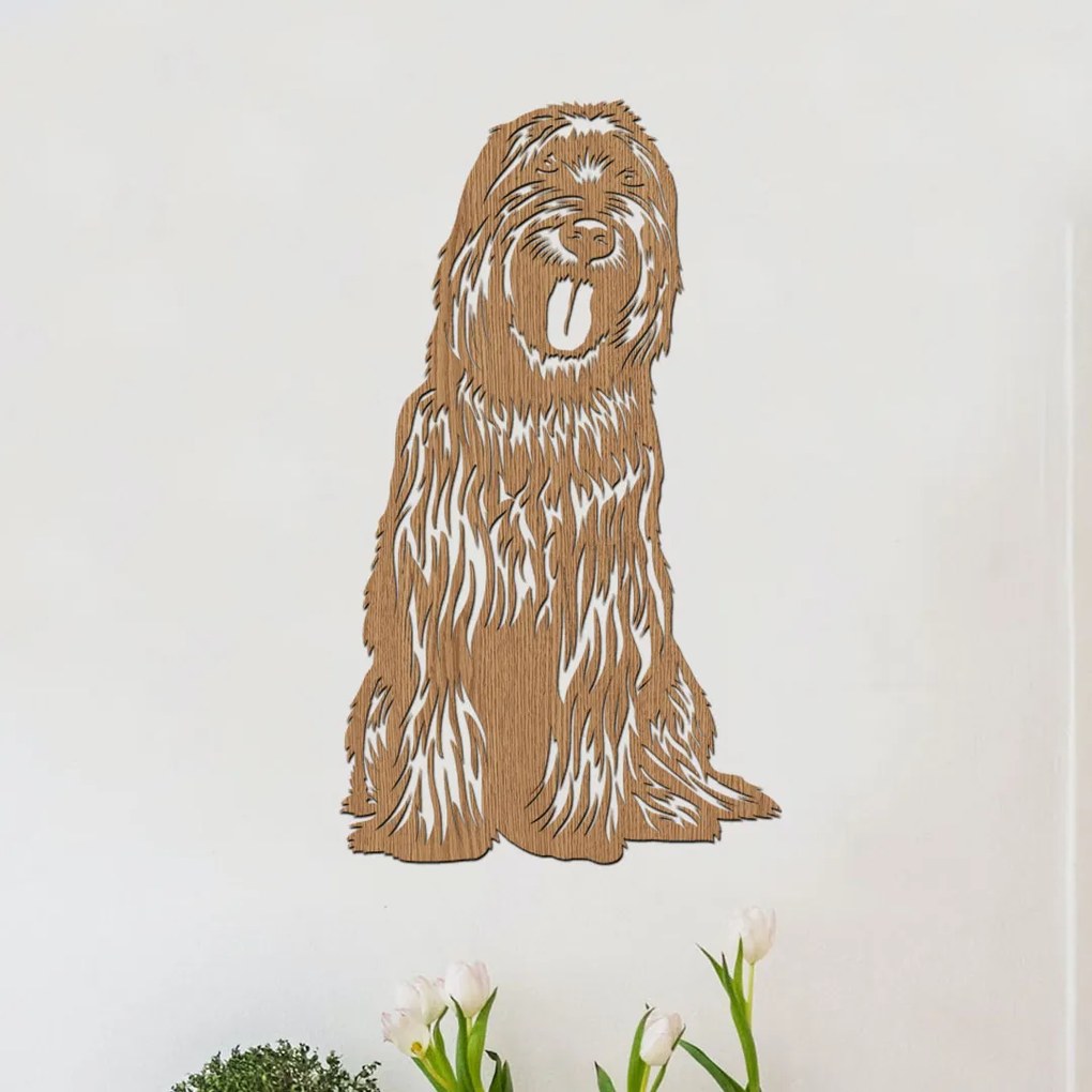dřevo života Dřevěný obraz psa BRIARD Zvolte rozměr (cm): 23x40, Zvolte barvu dekoru: Černá