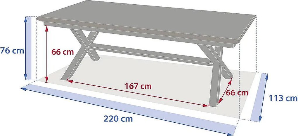 DEOKORK Hliníkový stůl BERGAMO 220/279 cm (efekt dřeva)