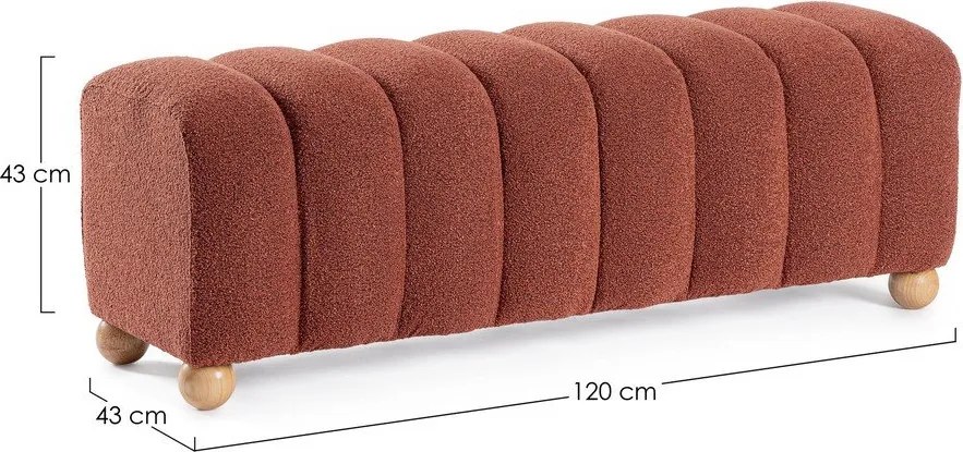 Polstrovaná lavice z textilie bouclé v terakotové barvě Zora – Bizzotto