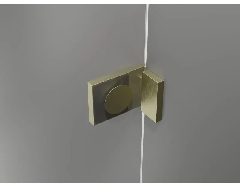 Mexen Lunar, L půlkruhový sprchový kout výklopný doleva 80 x 70 cm, 8mm čiré sklo, zlatý matný profil, 833L-080L-070P-55-00