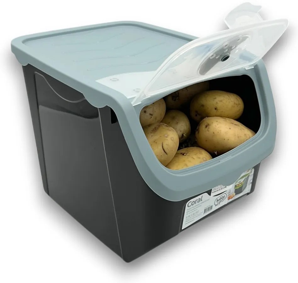 Orion Skladovací box na cibuli a brambory, černý a světle šedý (12l)