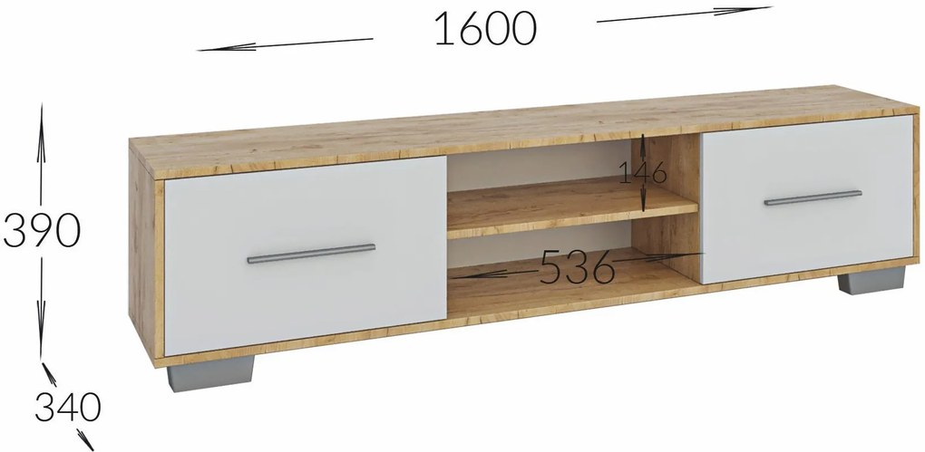 Obývací stěna ZETA jasan zlatý/bílá