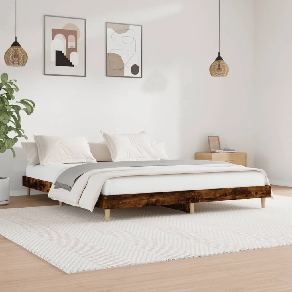 Rám postele kouřový dub 200 x 200 cm kompozitní dřevo,  832010
