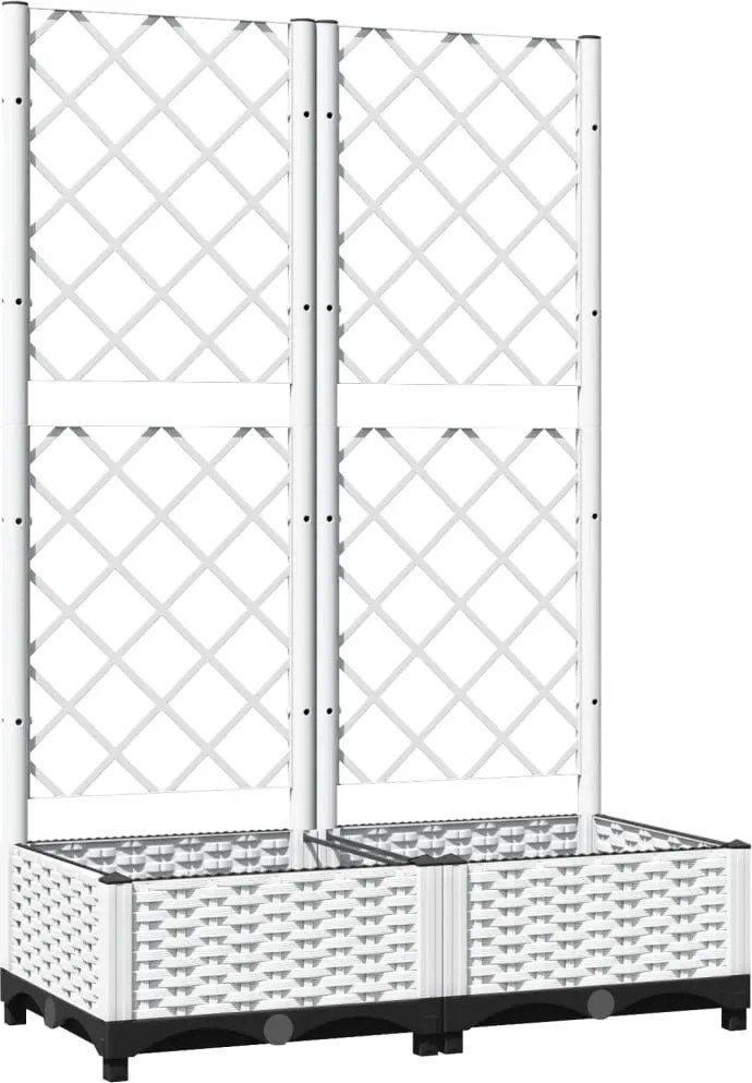 Zahradní truhlík s treláží bílý 80 x 40 x 121,5 cm PP 153281