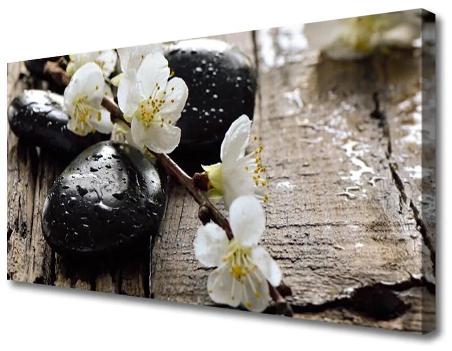 Obraz na plátně Květiny Kameny Zen 100x50 cm