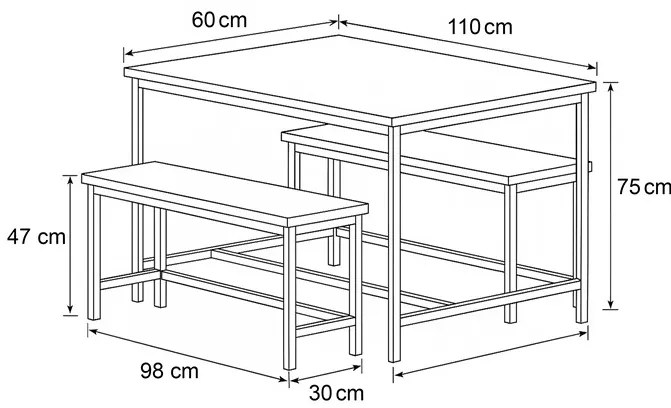 Jídelní set 1+2 TERRA - dekor staré dřevo Barva: Hnědá