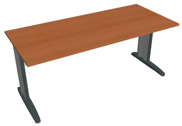 Stůl pracovní rovný 180 cm - Hobis Cross CS 1800 Dekor stolové desky: třešeň, Dekor lamino podnože: šedá, Barva nohou: černá