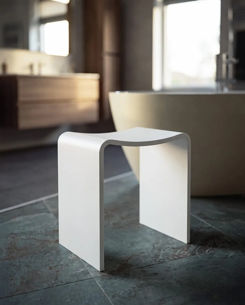Sapho Koral koupelnová stolička 40 x 43 x 30 cm solid surface bílá mat WF462