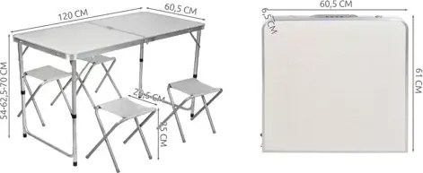 Kempigový skládací set - stůl + 4 židličky