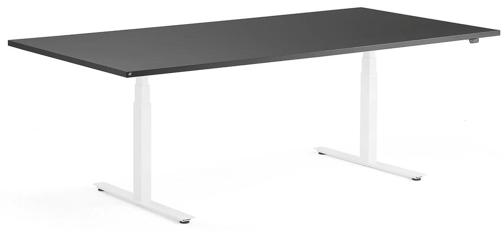 AJ Produkty Jednací stůl MODULUS, výškově nastavitelný, 2400x1200 mm, bílý rám, černá