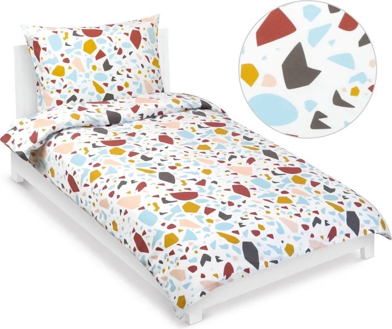Bellatex Flanelové povlečení Modrá,Oranžová 140x220 cm, 70x90 cm