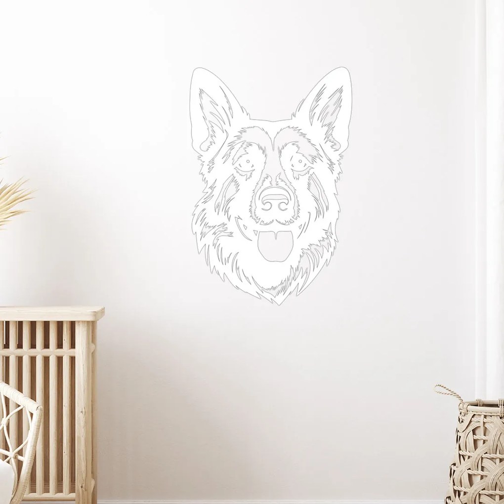 dřevo života Dřevěná dekorace NĚMECKÉHO OVČÁKA Rozměry (cm): 40x60, Zvolte barvu dekoru: Bílá