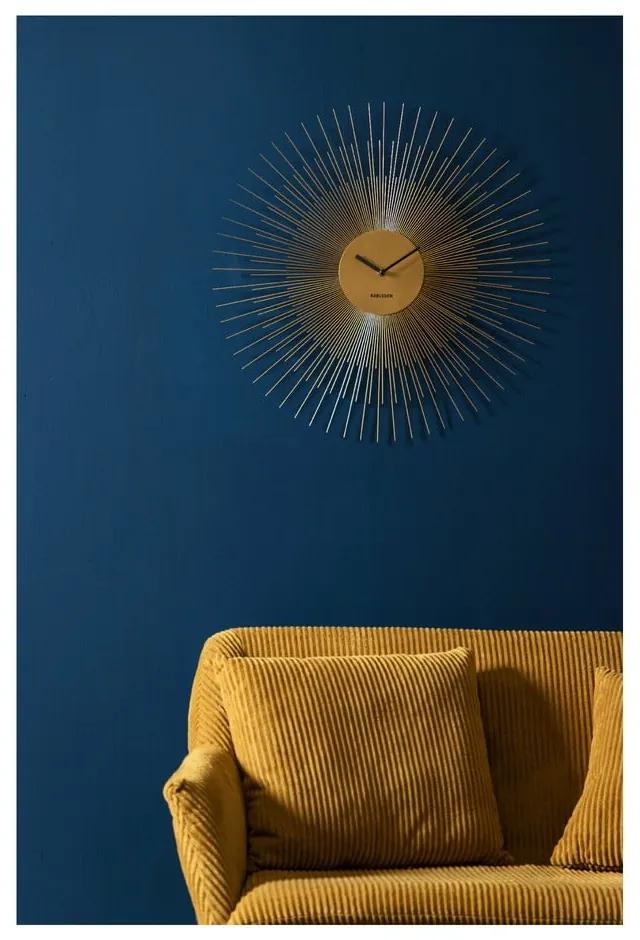 Nástěnné hodiny ve zlaté barvě Karlsson Peony Large, ø 60 cm