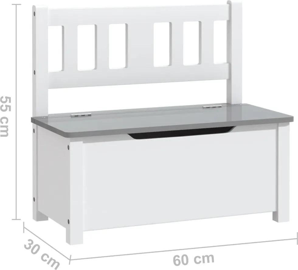 vidaXL Dětská úložná lavice 60 x 30 x 55 cm MDF [10408] Barva: Bílo-šedá