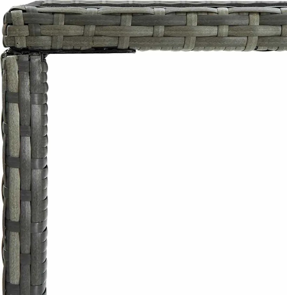 Zahradní barový stůl šedý 70 x 70 x 110 cm polyratan a sklo 313459