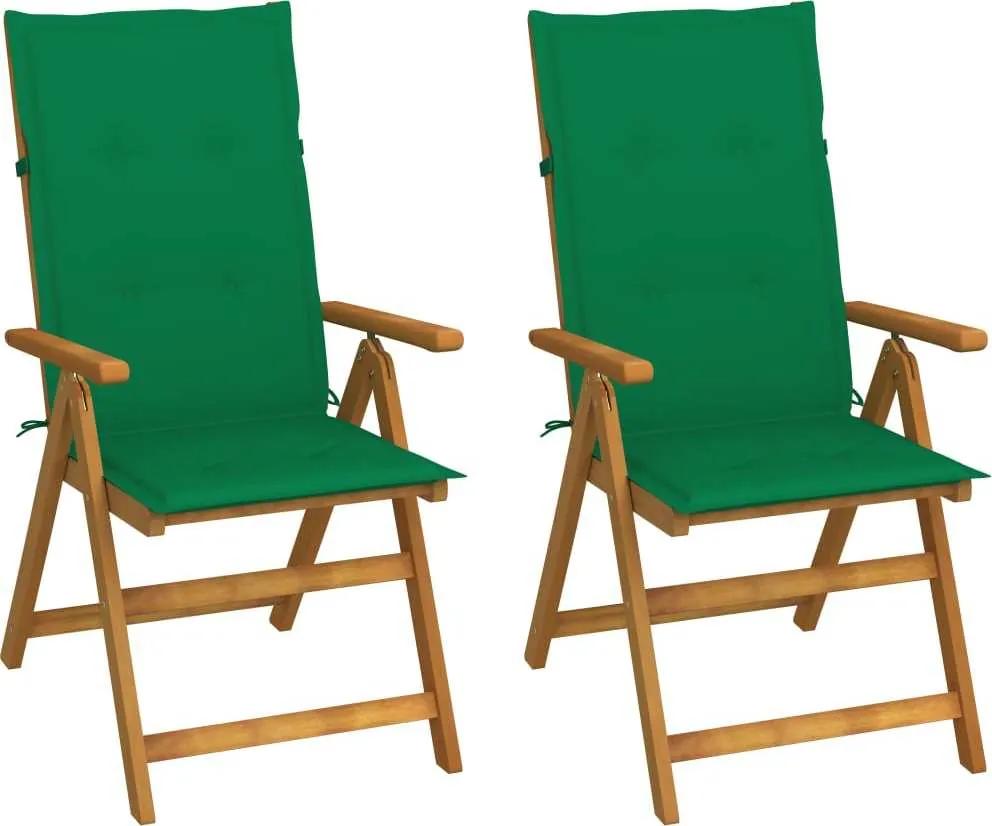 vidaXL Zahradní polohovací židle s poduškami 2 ks masivní akácie [3064068] Barva: Šedá