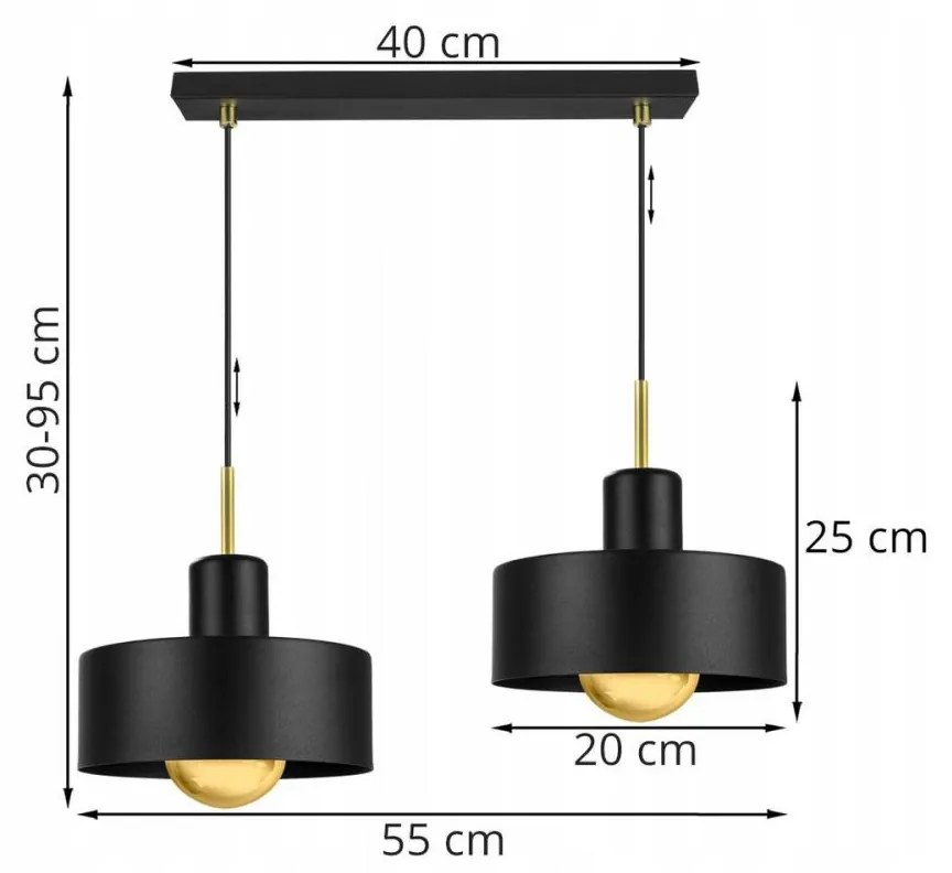 Závěsné svítidlo BARCELONA, 2x kovové stínítko (výběr ze 2 barev), G