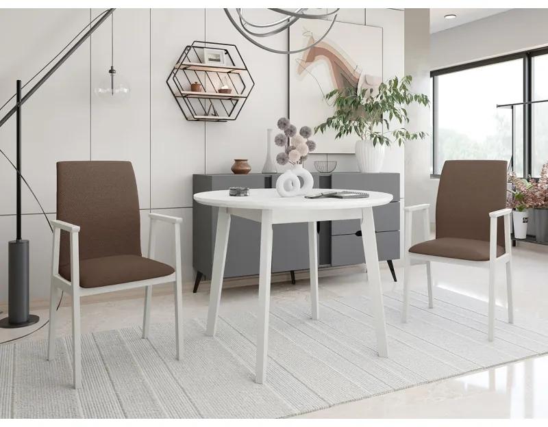 Rozkládací stůl se 2 židlemi - AL25, Barva dřeva: bílá, Potah: Hygge D91