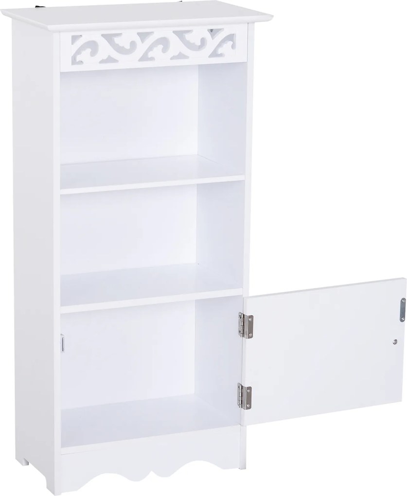 HOMCOM Podlahová skříň a skříň se 2 policemi a dveřmi v bílé MDF pro koupelnu 40Š x 23H x 80V cm