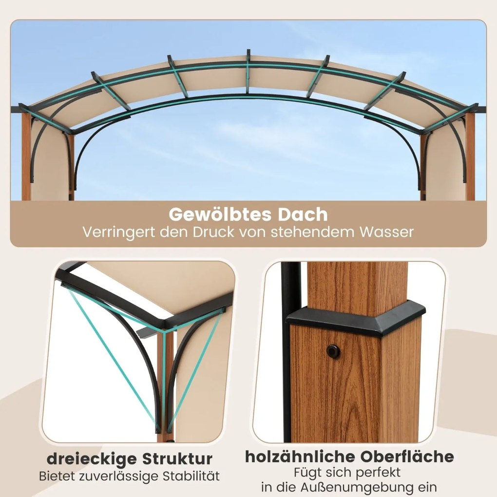 Costway Pergola se stahovací střechou Vodotěsná stabilní Zimní odolný altán