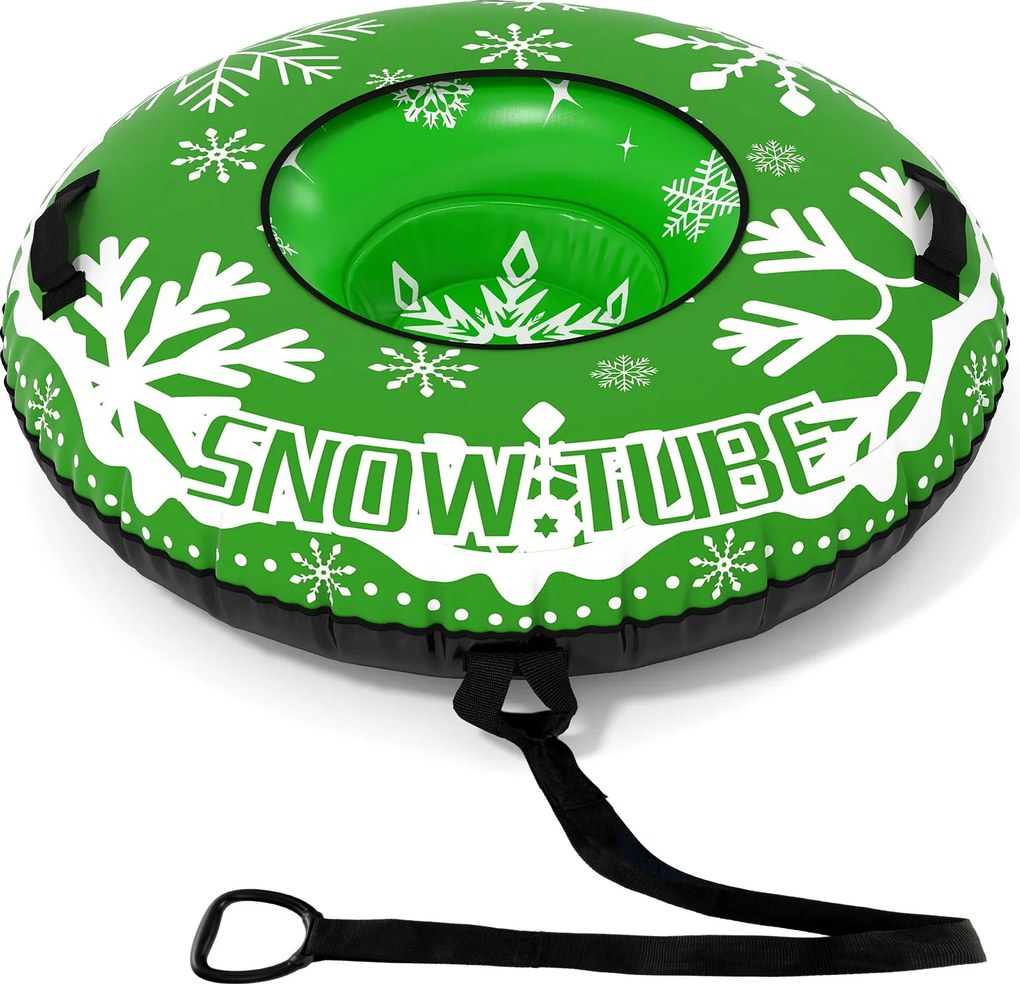 Costway Nafukovací zimní pneumatika s tažným lankem a rukojetí Snowtube – zelený