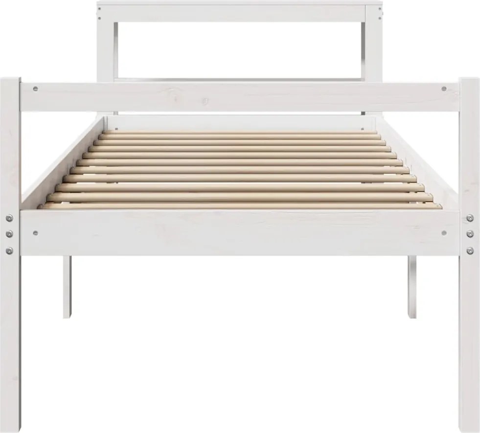 Postel s čelem pro seniory bílá 75 x 190 cm masivní borovice 3305850